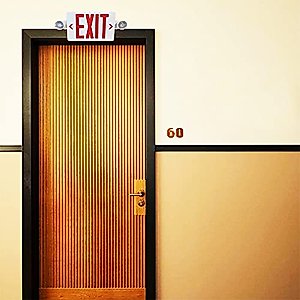 OSTEK Red LED Exit Sign with Emergency Light, Two LED Adjustable Head Emergency Exit Lights with Battery Backup, Dual LED Lamp ABS Fire Resistance UL-Listed (Red) (Red)