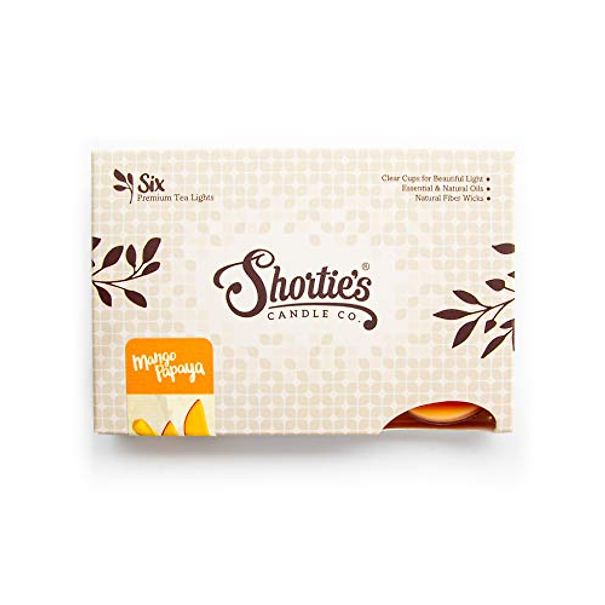 Mango & Papaya Premium Tealight Candles - 6 Orange Highly Scented Tea Lights - Beautiful Candlelight - Made in The USA - Fruit & Berry Collection