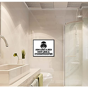Aim Like A Jedi Not Like A Stormtrooper Bathroom Sign Decor - FRAMED - Home Decor Wall Art, Gallery Wrap Inner Frame, White, 7x9