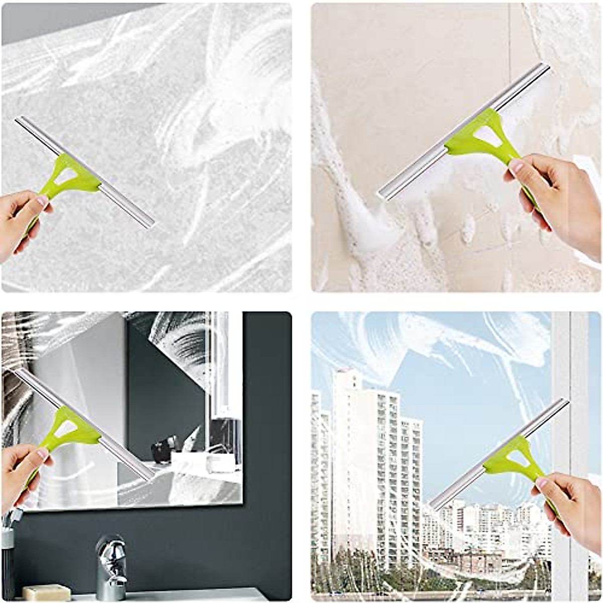 CQT Window Squeegees Wipper Cleaner Car Glass Cleaner Window Cleaning Tool for Car Indoor Outdoor High Windows (CG01, YellowGreen)