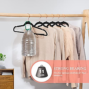 HOUSE DAY Black Velvet Skirt Hangers 24 Pack and Balck Velvet Hangers 50 Pack, Non Slip Hangers Set