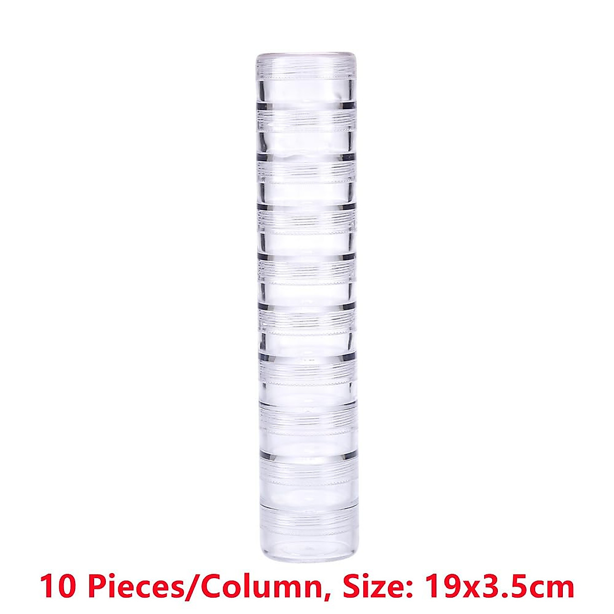 BAOFALI 50 PCS Stackable Plastic Containers, Clear Storage Box Round Organizer Jars for Beads, Buttons, DIY Art CraftJewelry Nail Accessory (919x3.5cm/ 7.5X.5inch)