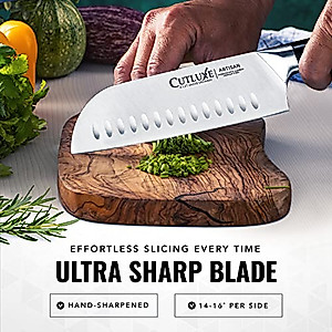 Cutluxe Santoku Knife – 7" Chopping Knife, Vegetable Knife – Forged High Carbon German Steel – Full Tang & Razor Sharp – Ergonomic Handle Design – Artisan Series
