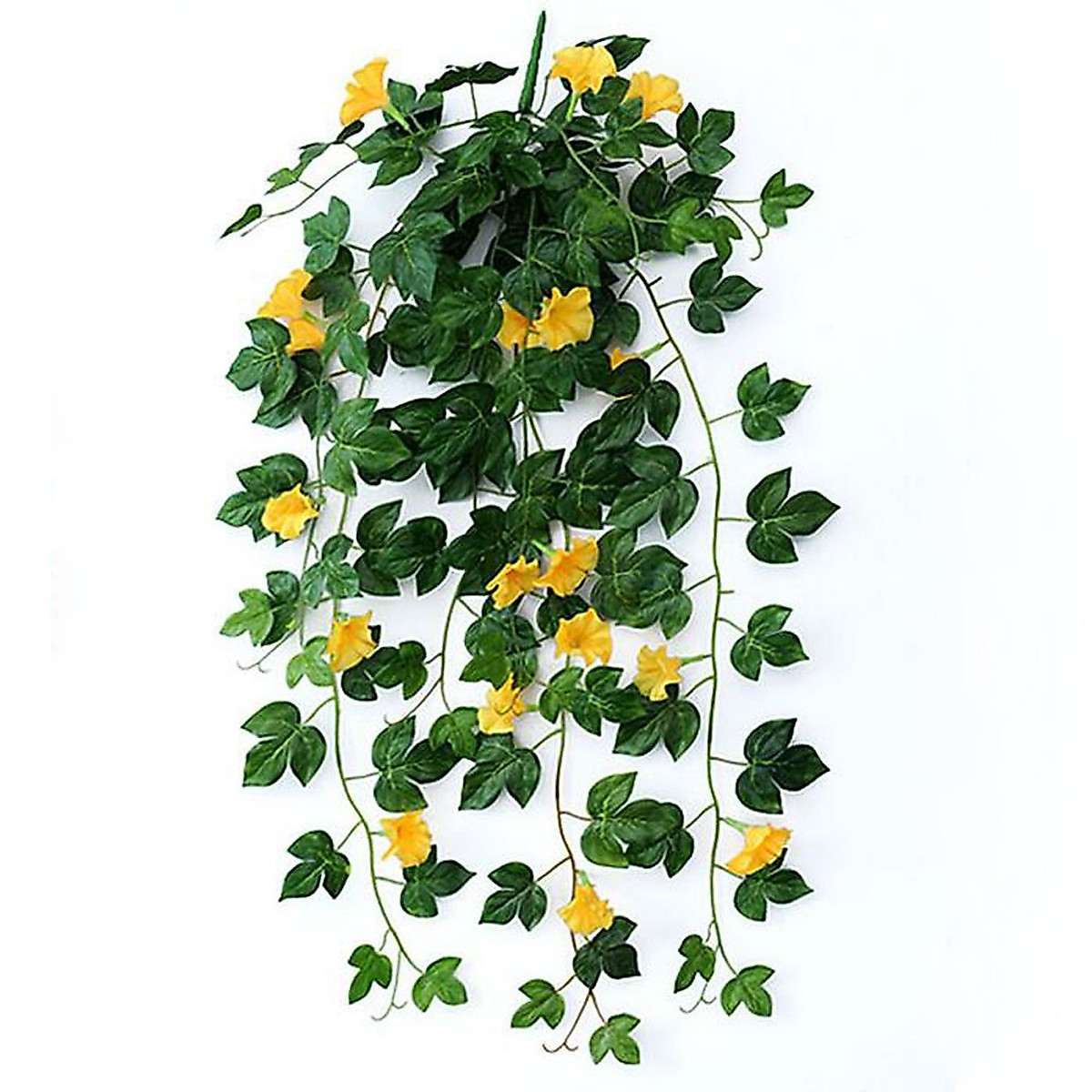 XHSP 2 Bunches Artificial Vines 35.4" Morning Glory Hanging Plants Silk Garland Fake Green Plant Home Garden Wall Fence Stairway Outdoor Wedding Hanging Baskets Decor