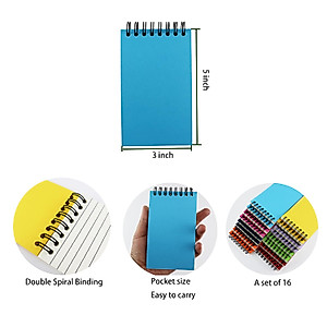 Aacehlh Small Spiral Notebook Set of 16,Mini 3x5 Pocket Notebook With Lined Pages, 60 Sheets Per Notepad, Memo Pads for Work, Home, Office, School, Gifts