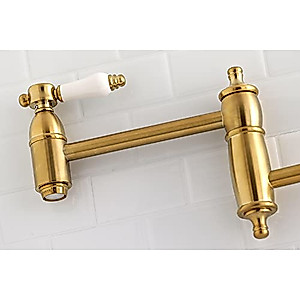 Kingston Brass KS3107BPL Wall Mount Pot Filler Kitchen Faucet, Brushed Brass