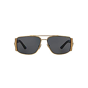 Versace Man Sunglasses Gold Frame, Dark Grey - Polar Lenses, 63MM