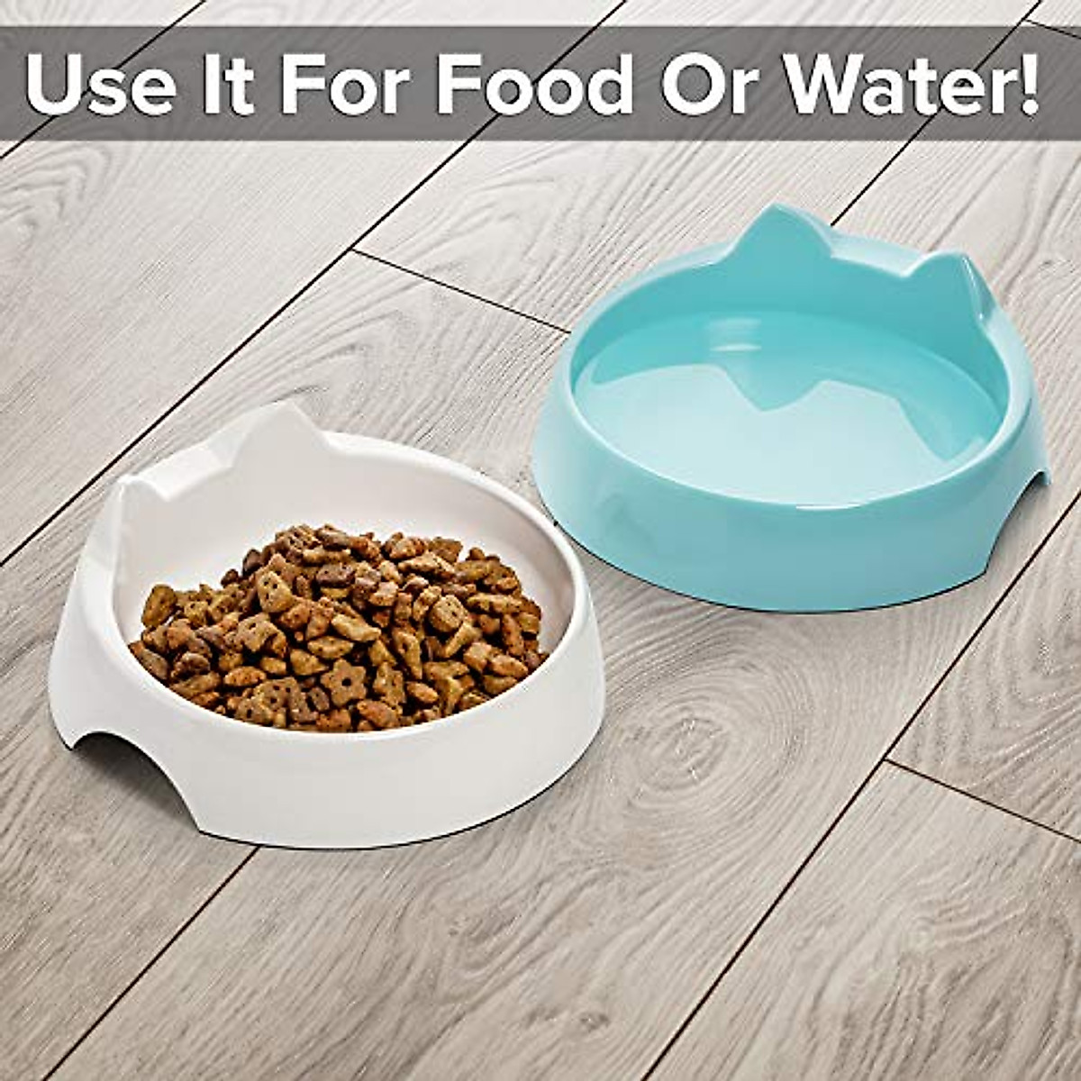 CatGuru Whisker Stress Free Cat Water Bowl, Reliefs Whisker Fatigue, Wide Cat Dish, Non Slip Cat Feeding Bowls, Shallow Cat Food Water Bowls, Non Skid Pet Bowls for Cats (Water Bowl, Marshmallow)