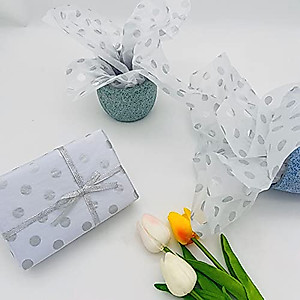 TTLLQQ tissue paper gift wrap paper bulk metallic color tissue paper wrapping paper gift Christmas Valentine's Day party (20 * 14 inches 120 silver sheets)