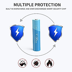 Deleepow AAA Rechargeable Batteries 1100mAh 1.2V nimh AAA Rechargeable Batteries 8-Pack 1200Cycles with USB LCD Charger