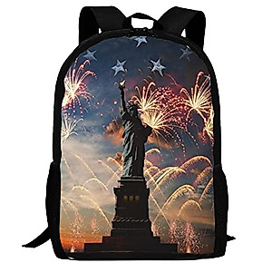 FFEXS Statue of Liberty Flag Print Travel Lightweight Casual Laptop Backpack Daily Use backpack Business Work Bag for Men and Women