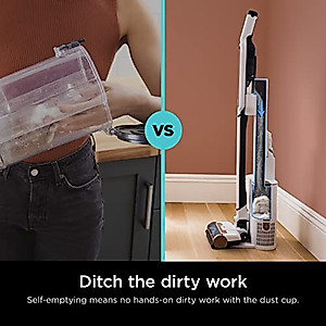 Shark WS642AE WANDVAC System, Ultra-Lightweight Powerful Cordless Stick Vacuum with HEPA Empty Base, Anti-Allergen Complete Seal, PowerFins, Self-Cleaning Brushroll & Pet Tool, White