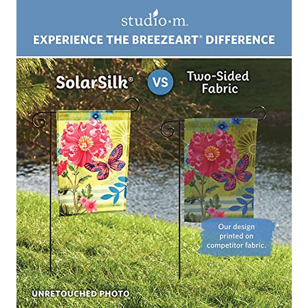 BreezeArt - Lake View Decorative Garden Flag 12x18 inch - Premium Quality SolarSilk - Made in the USA by Studio-M