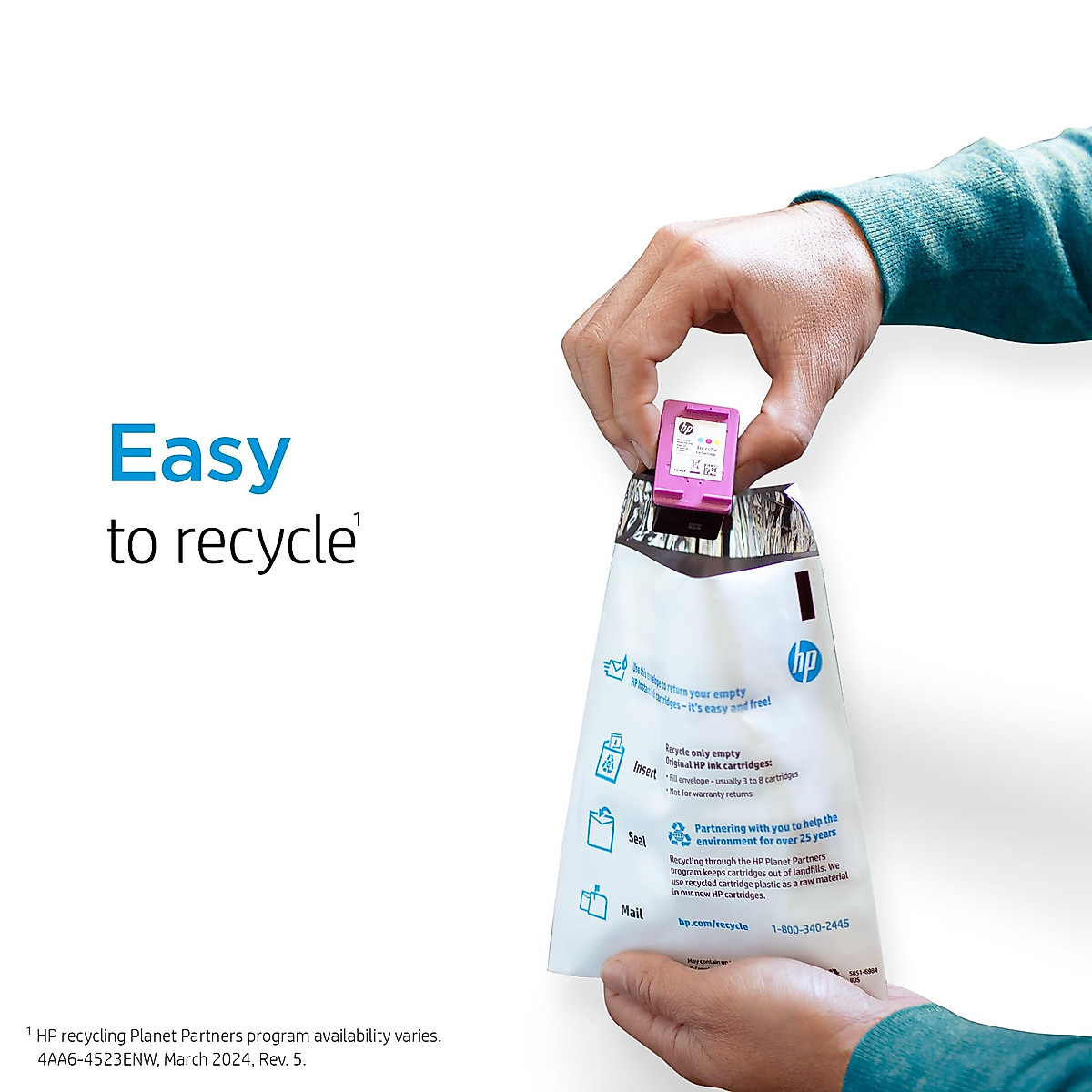 Original HP 60 Tri-color Ink Cartridge | Works with DeskJet D1660, D2500, D2600, D5560, F2400, F4200, F4400, F4580; ENVY 100, 110, 120; PhotoSmart C4600, C4700, D110a Series | CC643WN