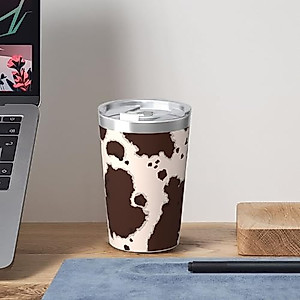 Cow Print Cute Animal Brown Spot Cow Animal Lover Gifts - 12oz Insulated Travel Mug Stainless Steel Vacuum Coffee Cup Double Wall Coffee Tumbler Reusable Thermal Cup for Hot/Iced Beverage