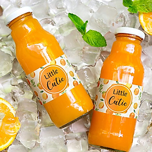 48 Pieces Baby Shower Water Bottle Labels Oranges little cutie baby shower decorations Bottle Stickers Waterproof Oranges Wrappers for Unisex Favors Decorations