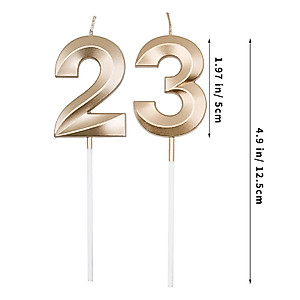 Champagne Gold 23rd & 32nd Birthday Candles for Cakes, Number 23 32 Candle Cake Cupcake Topper for Birthday Anniversary Party Decoration