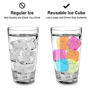 Tngan Reusable Ice Cube, 65 Pack Reusable Ice Cubes for Drinks, Washable Non-Melting Plastic Ice Cubes BPA Free, Refreezable Ice Cubes for Whiskey, Cocktails, Wine, Coffee (Multicolor)