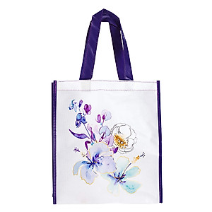 Christian Art Gifts Reusable Shopping Tote Bag | Faith Definition Hebrews 11:1 Bible Verse | Inspirational Durable Purple Floral Tote Bag for Groceries, Books, Supplies