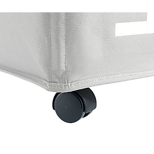 WENKO Quadro Slim Laundry Basket with Wheels and Privacy Cover, Collector, Laundry Basket with Wheels, Space Saving Narrow Laundry Hamper, Clothes Storage, Capacity 20 Gal, Gray