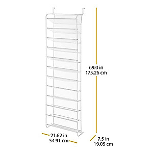 NKDS 12-Tier Over The Door Mesh Shoe Rack - 36 Pair - Metal - White