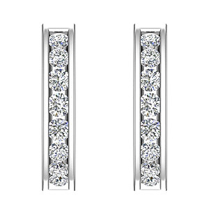 1/2 Carat Channel Diamond Hoop Earrings in 14K White Gold