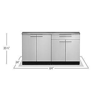 NewAge Products Inc. Outdoor Kitchen Classic 64" W x 24" D 3 Piece Set, Stainless Steel, 65067