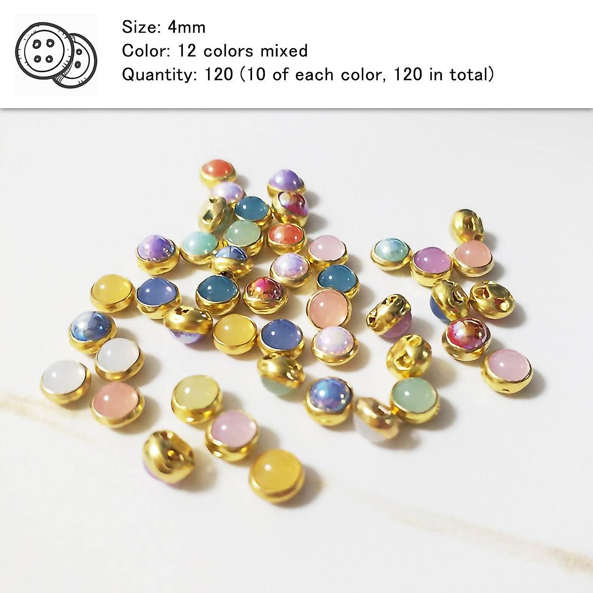 Wiosny 120pcs Tiny Mini Doll Pearl Buttons Size 4mm(5/32") Doll Clothing Accessories DIY Supplies (4mm(5/32"), 12 Colors Mixed)