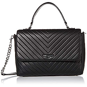 Karl Lagerfeld Paris womens Charlotte Top Handle Satchel Bag, Black/Silver, One Size US
