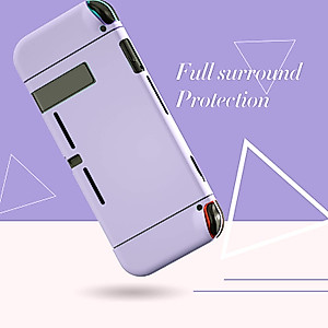 Switch Purple Case, Protective Cover Case for Switch with Tempered Glass Screen Protector and Thumb Grip Caps, Switch Purple Accessories