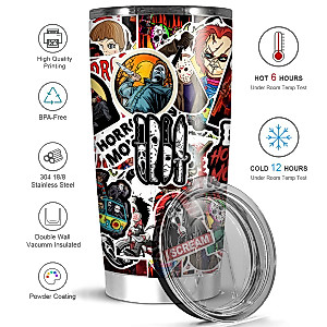 Stainless Steel Tumbler Vacuum 20 30 Oz Horror Gift Movies Event Mug Glass Friends Christmas Bottle Suitable With Hot Or Iced Coffee Tea Wine Water Frappe Cocktail