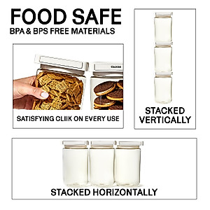 Cliik 3-Pack Magnetic Stackable Kitchen Containers, Jars for Organization and Storage, Kitchen Storage & Pantry Organizer with Lid, Shatterproof, Leakproof & Airtight