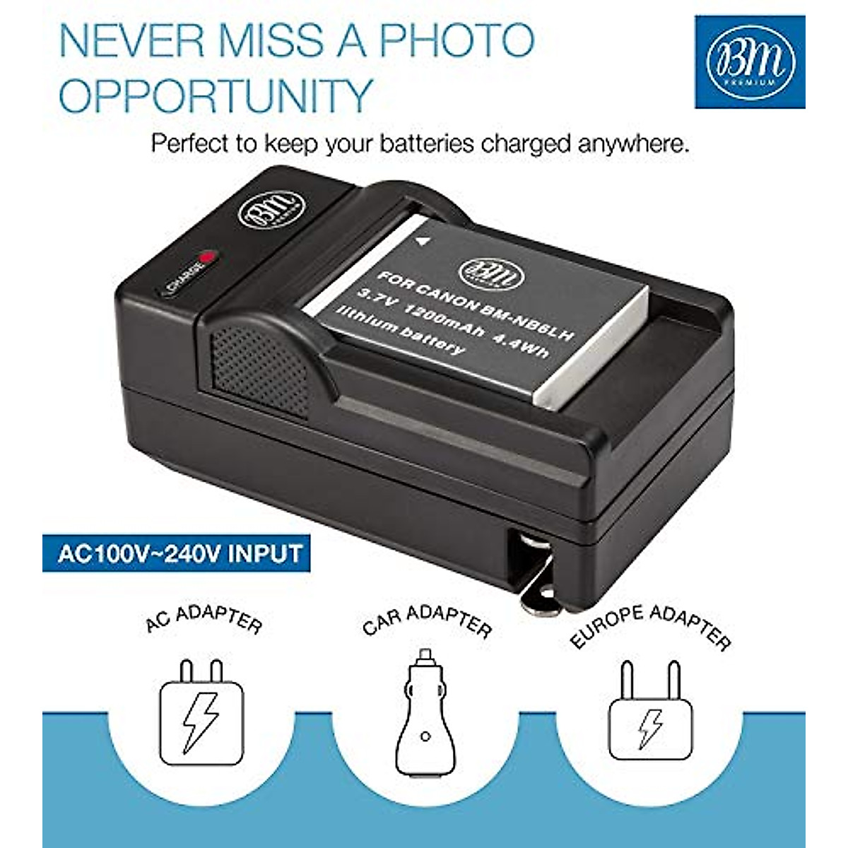 BM 2 NB-6LH Batteries and Charger for Canon PowerShot S120, SX170 is, SX260 HS, SX280 HS, SX500 is, SX510, SX520, SX530, SX540 HS, SX600 HS, SX610 HS, SX700 HS, SX710, ELPH 500, D10, D20, D30 Cameras