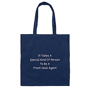 Special Person Gift for Front Desk Agent Receptionist Coworker Humor Navy Black Multicolor Canvas Tote Bag