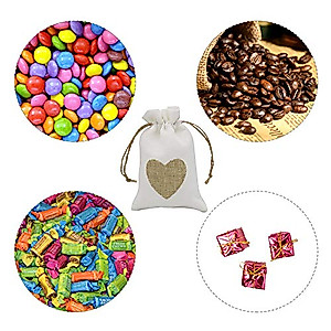 HRX Package Small Burlap Heart Gift Bags with Drawstring, 20pcs Jute Cloth Favor Pouches for Wedding Shower Party Christmas Valentine's Day DIY Craft (3.9 x 5.7 inches)