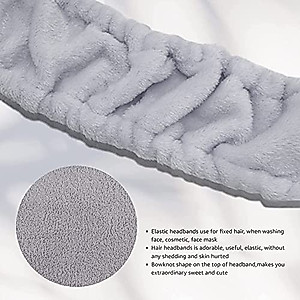 SKYPIA Hairband, 2 PCs Cute Rabbit Fleece Headband for Face Washing, Beauty, Makeup, Shower, SPA, Sports, Yoga, Costume Party, Unisex (White & Gray)
