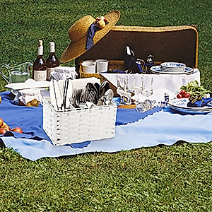 TOPZEA 2 Pack Cutlery Caddy, Plastic Utensil Holder Silverware Caddy for Party, Table Condiments Organizer Wicker Paper Plate Holder Basket Flatware Caddy Buffet Caddy for Fork, Spoon,Knives, Napkin