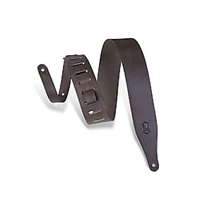 Levy's Leathers 2.5" Distressed Veg-Tan Leather Leather Guitar Strap with Ladder Style Height Adjustment; Dark Brown (M17D-DBR)