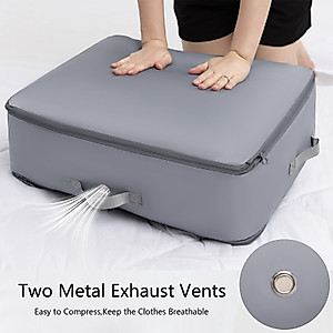 HAIKYPO Ultra Space Saving Self Compression Organizer Bags,Comforter Storage Bag,Compression Bags for Storage,Large Moving Bags,Compression Organizer for Blankets,Comforter,Down Jacket (Gray,Large)