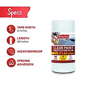 XFasten Vinyl Clear Paint Protection Film 6-Inch x 60-Inch, Clear Bra Film and Bike Frame Protection Tape Protector Guard Against Road Damage – Residue-Free | Excellent Sneaker Sole Protection Film