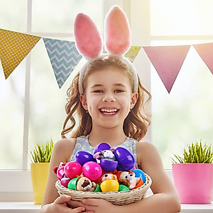 NEWBEA 24 Pcs Filled Easter Eggs with Plush Animal Toys,Plastic Easter Eggs with Toys Basket Stuffers Fillers, Classroom Prize Supplies