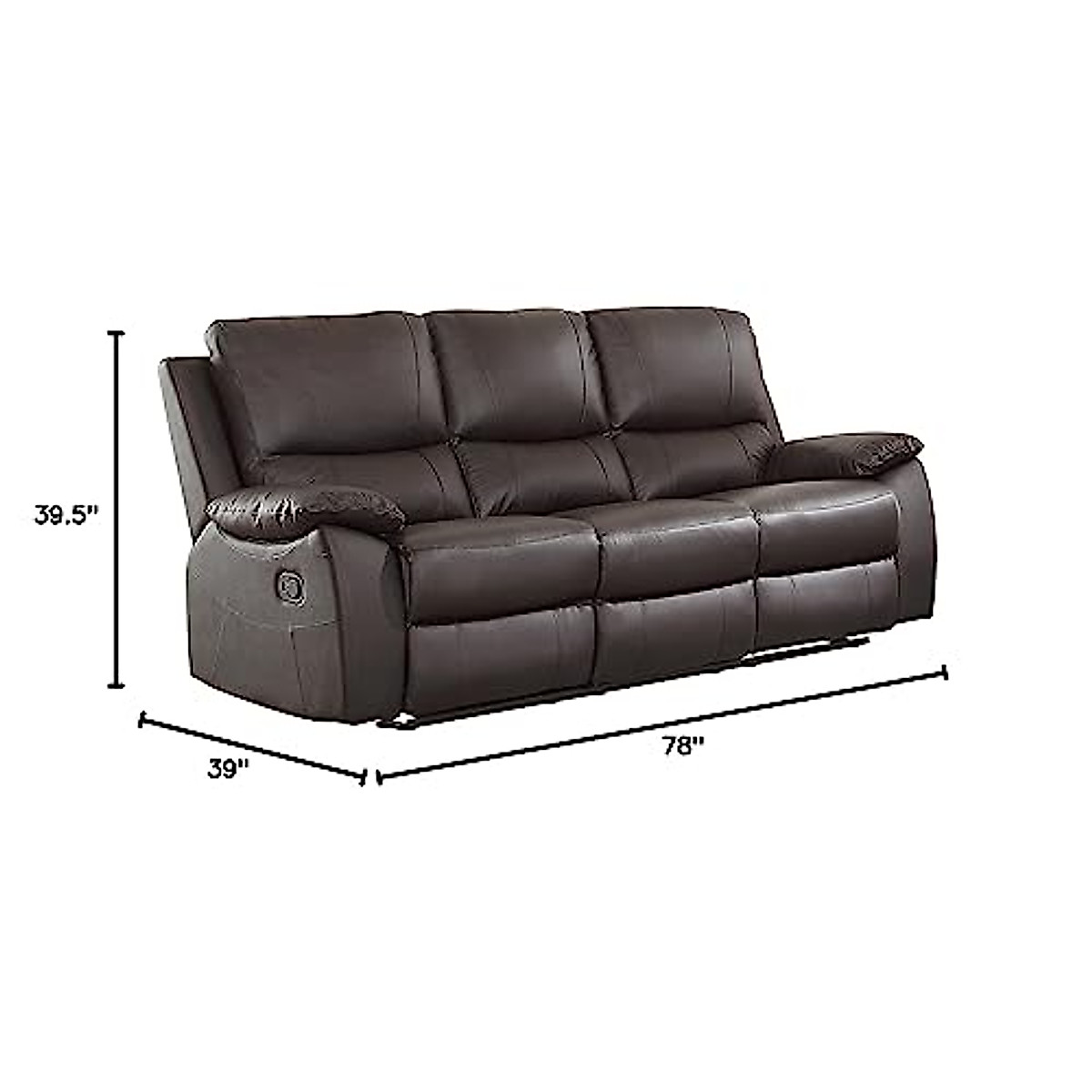 Lexicon Farmington Wall-Hugger Manual Double Reclining Sofa, Brown