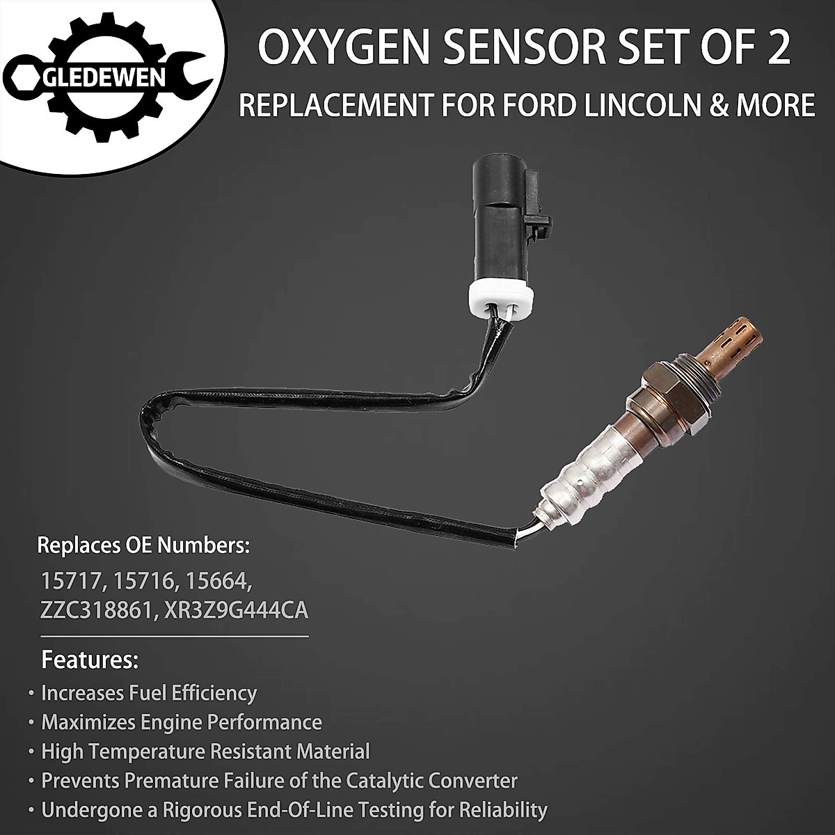 Oxygen Sensor Upstream Downstream O2 2Pcs | Compatible with Ford F150 F250 Ranger Expedition Explorer Escape, Mazda Tribute, Lincoln & More Replace# 15717, 15716, 15664, ZZC318861