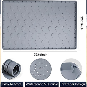 Capon Under Sink Mat for Cabinet, 22"x34" Silicone Waterproof Kitchen Cabinet Tray, Cabinet liner holds over 3.3 Gallons, Cabinet Protector, for Drips Leaks Spills