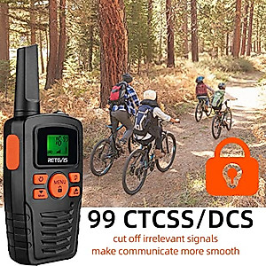Retevis RA35 Walkie Talkies, Long Range Walkie Talkies, Family 2 Way Radios Walkie Talkie for Adults Kids 4, Flashlight, Outdoor, Camping, Hiking 4 Pack