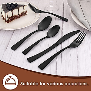 VANVRO Matte Black Silverware Set, 40-Piece Stainless Steel Flatware Set, Satin Finish tableware Cutlery Set Service for 8, Include Knives/Forks/Spoons, Dishwasher Safe