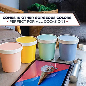 Glowcoast Ice Cream Containers with Lids - 16 oz Pint Disposable Ice Cream Storage Container for Homemade Icecream. Freezer-Safe Tub with Lid Protect Frozen Desserts Like Yoghurt (Peach, 25)