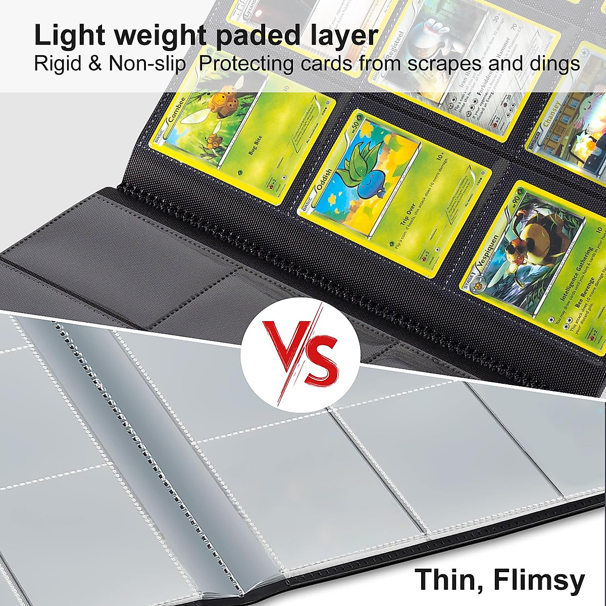 GEAoffice Card Binder, 9 Pockets Trading Card Album Folder, 360 Side Loading Pocket Binder for Sports&Game Cards, MTG and Other TCG, ATCs, Black