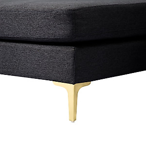 KoiHome 79.5" Left Hand Facing Sectional Sofa Couch with 2 Detachable Armrest Pillows, Modern Fabric 3-seater L Shape Chaise with Gold Metal Legs for Living Room,Apartment,Office, Polyester, Black