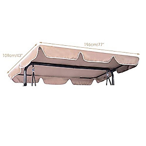Goplus Swing Canopy Replacement Waterproof Top Cover for Outdoor Garden Patio Porch Yard, Top Cover Only (77'' x 43'')